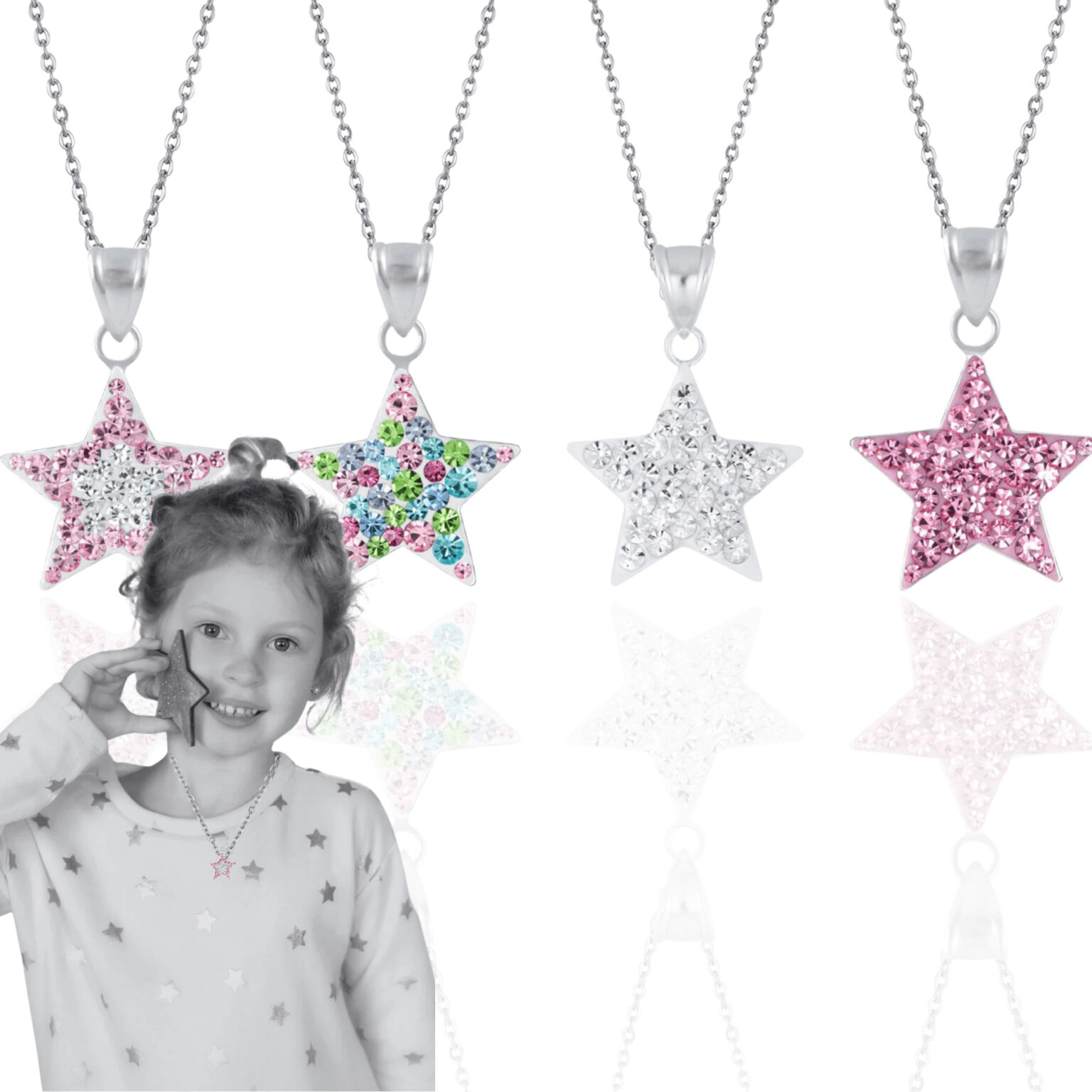 Children's Diamond Style Necklace | Sterling Silver Gifts for Girls age 3